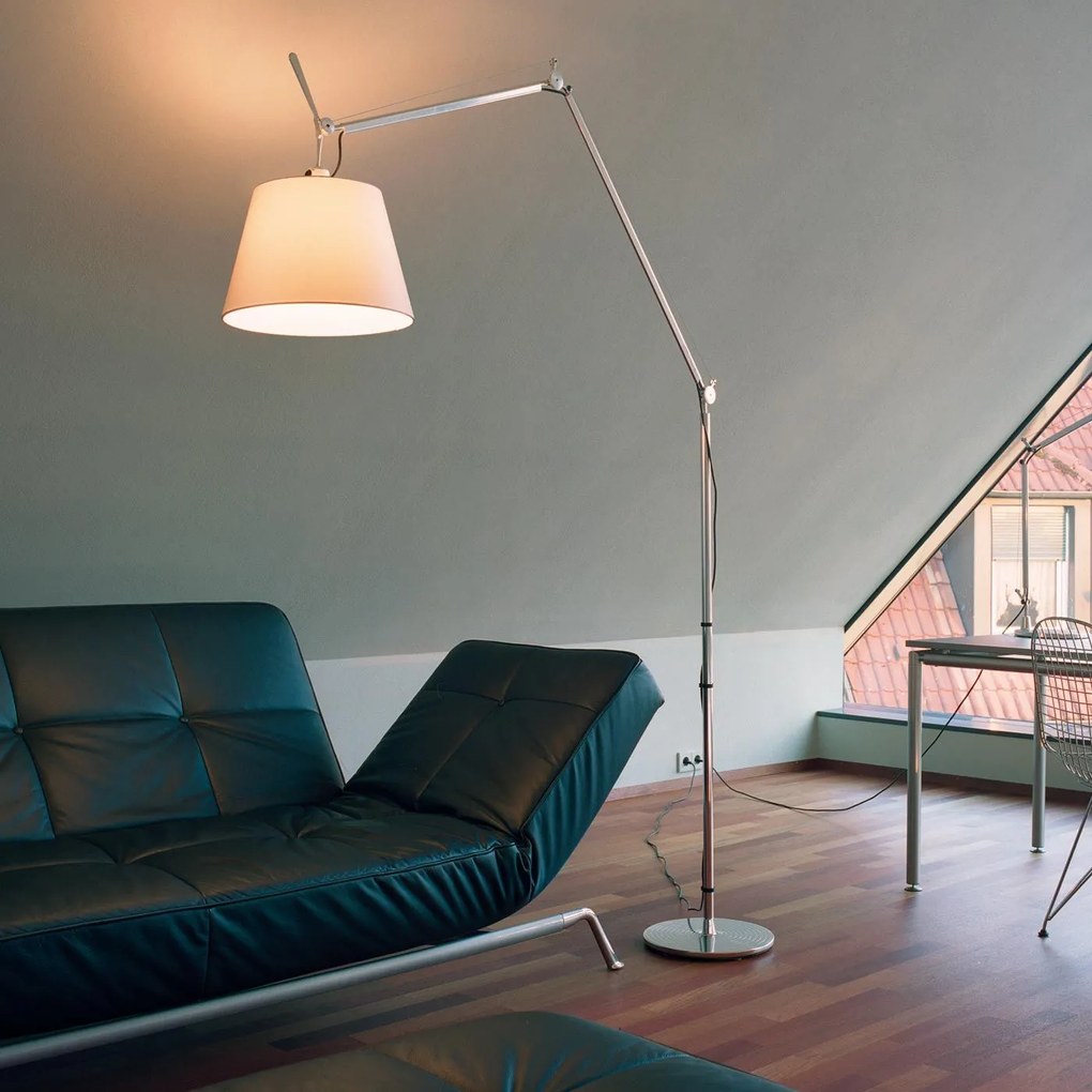 Artemide 0779010A + 0780030A + 0564010A Tolomeo Mega Terra 42, designová stojací lampa s vypínačem pro 1x150W E27, pergamenové stínítko, max 334cm