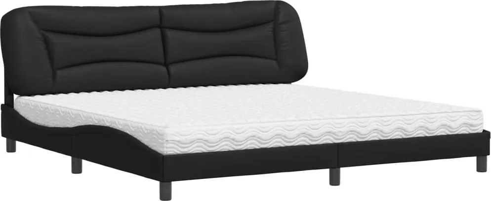 Postel s matrací Hvar černá 200 x 200 cm umělá kůže 3208745