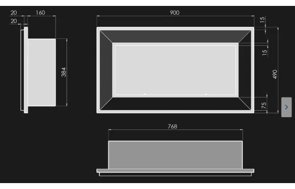 InFire - Vestavěný BIO krb 49x90 cm 3kW černá