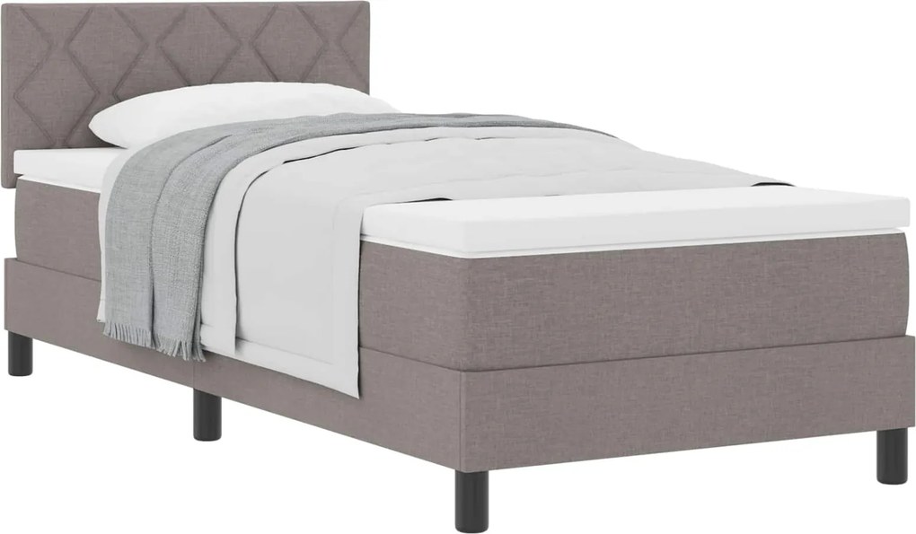 Postel s boxspringem s čelo Taupe 90 x 200 cm textil 3338738