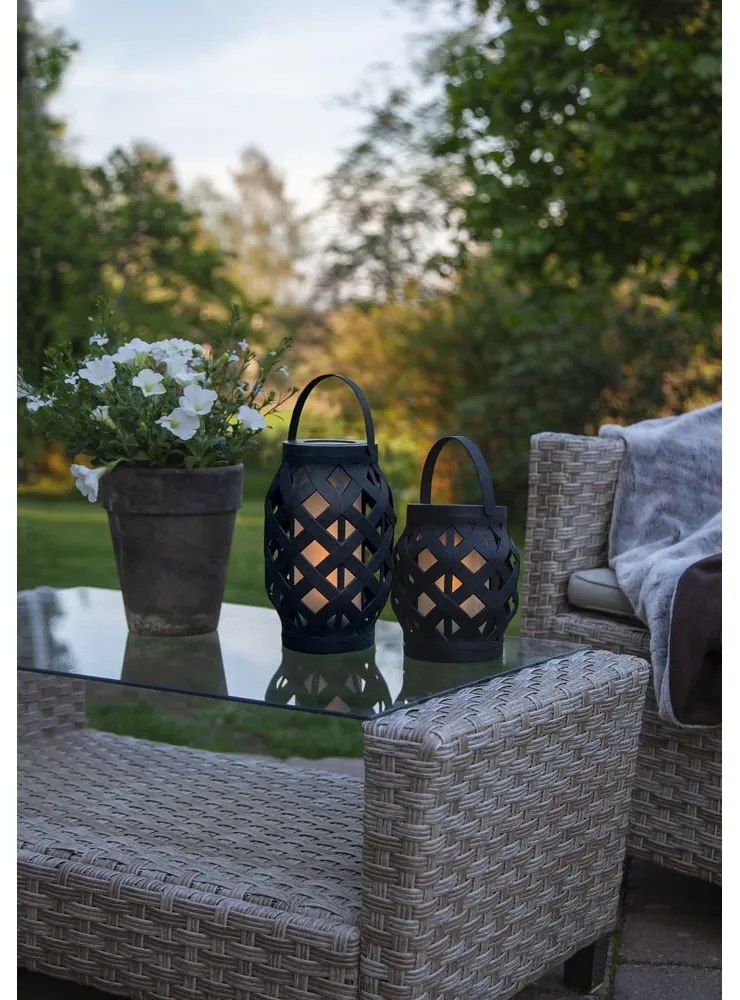 Černá lucerna Star Trading Flame Lantern, výška 23 cm