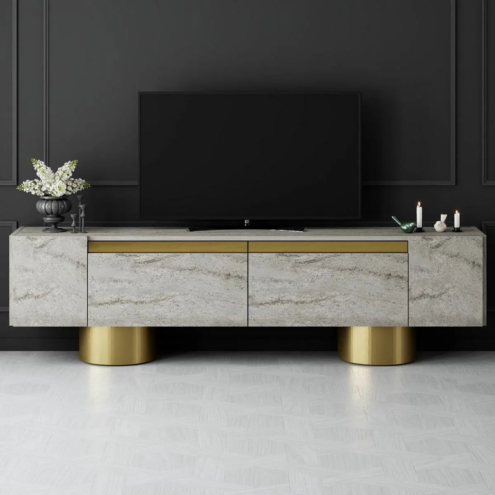 Televizní stolek Bohem Travertine and Gold