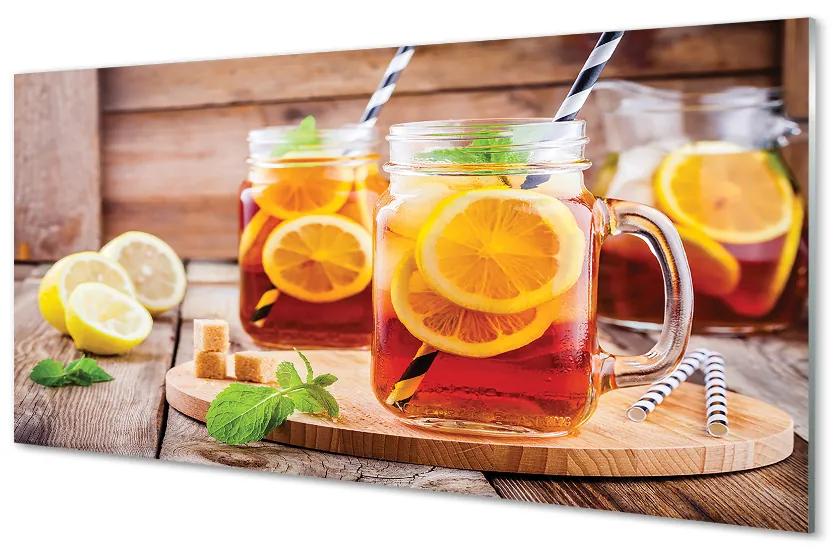 akrylový obraz Ice Tea citrusové brčka 125x50 cm