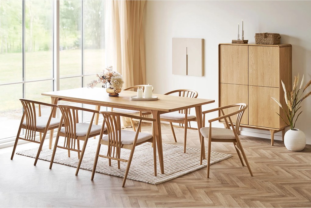 House Nordic Jídelní set stolu DARWIN a 6 židlí AGUSTIN světlý 7771008-S