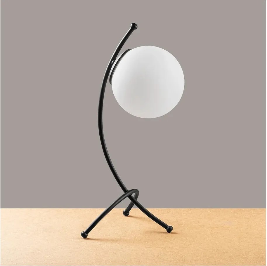 Černobílá stolní lampa se skleněným stínidlem (výška 43 cm) Yay – Opviq lights