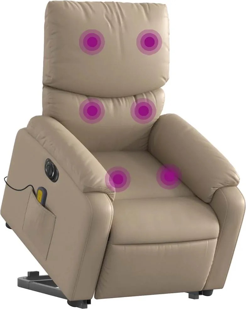 Elektrické zvedací masážní polohovací křeslo cappuccino koženka 3204913