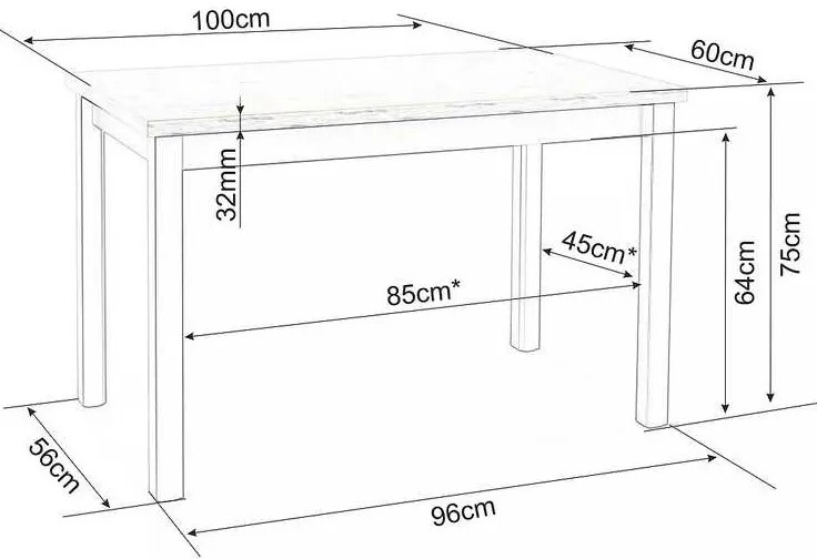 Jídelní stůl Adam 100 x 60 cm, dub artisan / černá