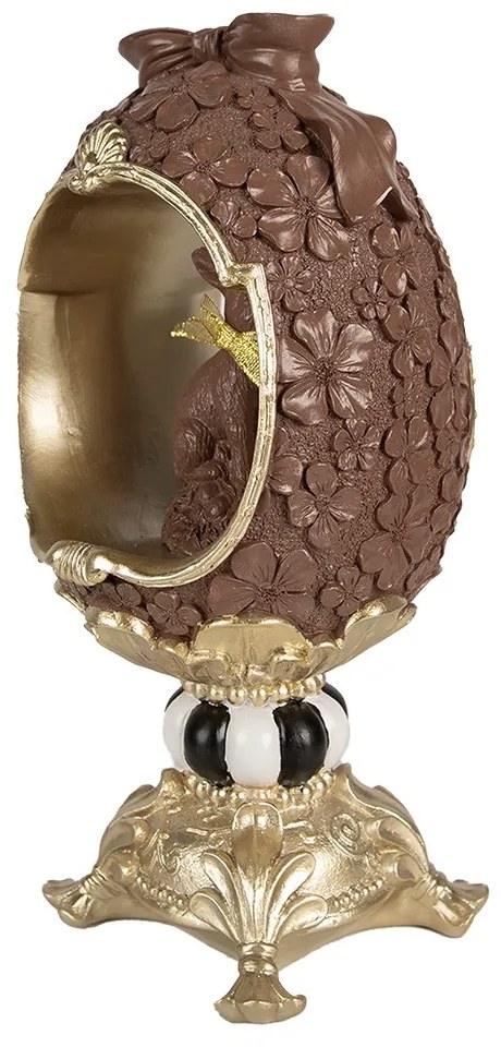 Hnědo-zlatá dekorace králík ve vejci - 16*14*30 cm