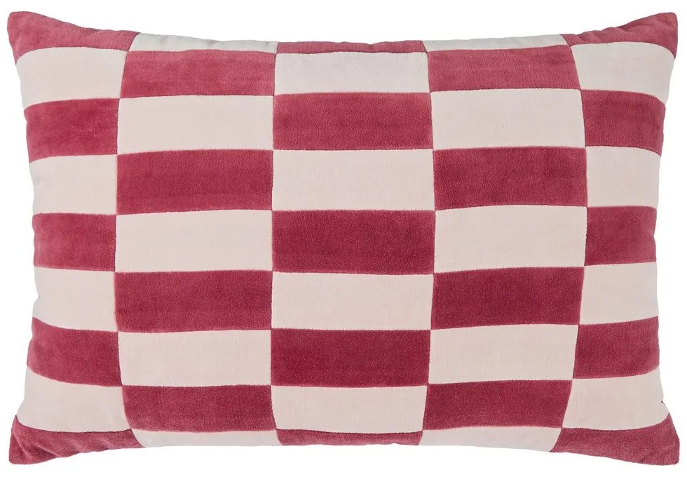 CHECKER VELVET Polštář 40 x 60 cm - červená/růžová