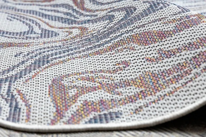 Dywany Łuszczów, Kusový koberec Sion Sisal Waves 2836 ecru/blue/pink – na ven i na doma, 140x190, vícebarevná, chodba / předsíň