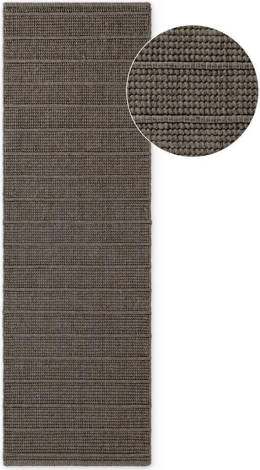 Tmavě šedý/tmavě hnědý ručně tkaný vlněný běhoun 80x250 cm Camden Parker – Ted Baker