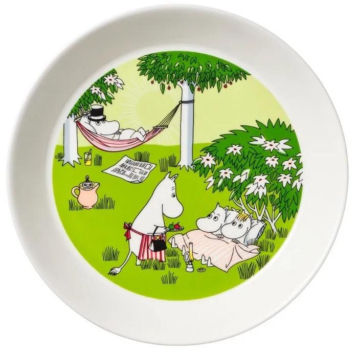 Porcelánový talířek Moomin Relaxing green 19cm, Arabia Finsko