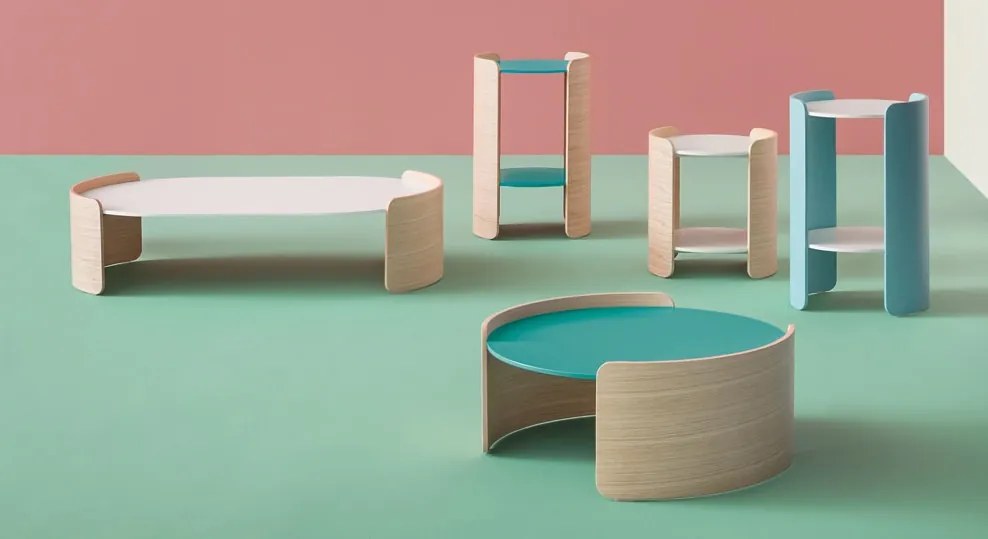 Noční/konferenční stolek Parenthesis v. 45 cm, Pedrali - bělený dub/bílá deska - bílá/bílá deska