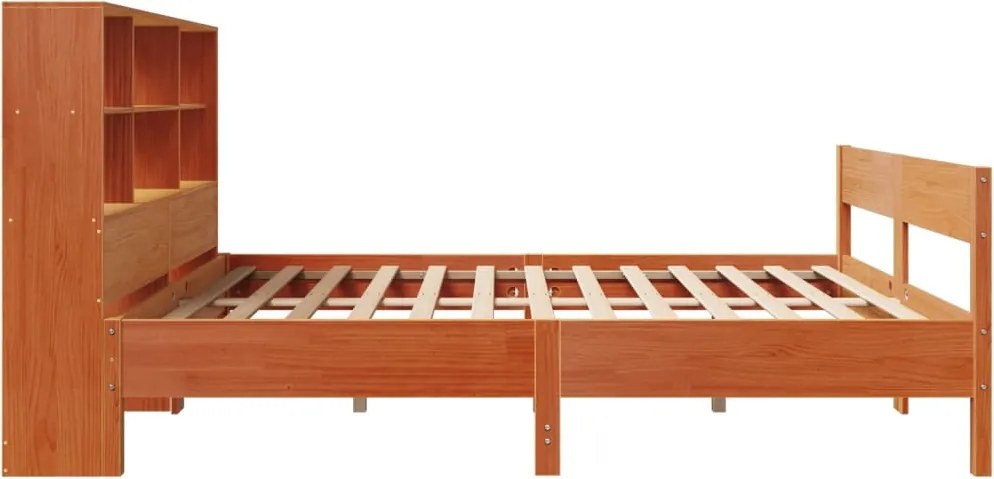 Postel s knihovnou bez matrace 140 x 190 cm masivní borovice 3323001