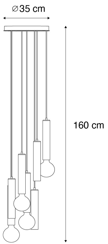 Designové závěsné svítidlo černé kulaté 7-světlo - Tuba