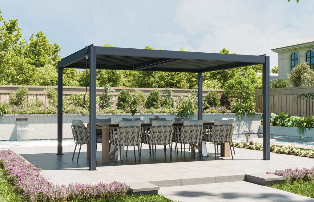 Bioklimatická pergola G21 Austin Premium 4x3 m, antracitová hliníková