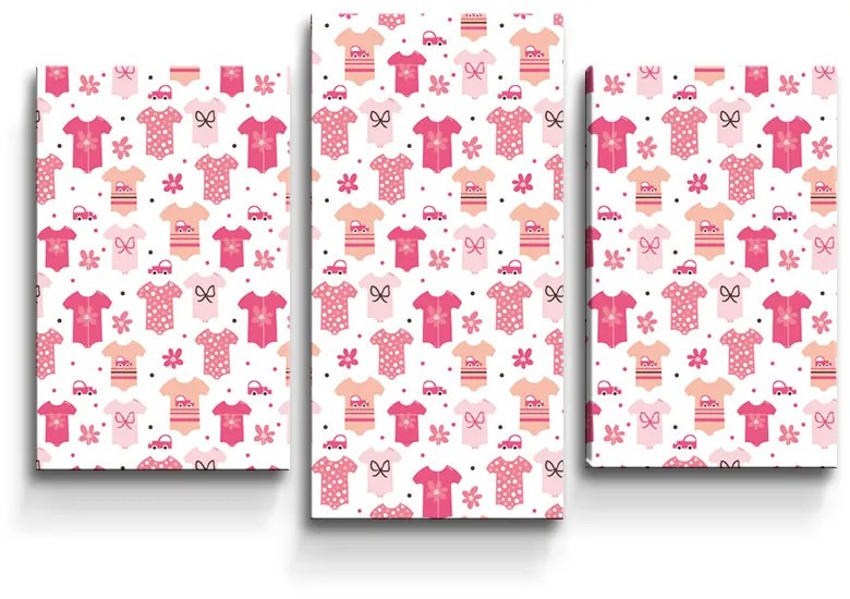 Sablio Obraz - 3-dílný Růžové oblečky - 75x50 cm