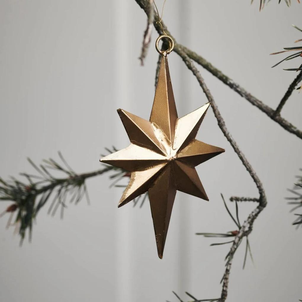 House Doctor Závěsná vánoční dekorace Star Bethlehem Antique Brass, zlatá barva, kov