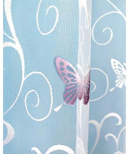 Hotová oblouková žakárová záclona Motýl fialový/ vzor 7514, 120x280cm