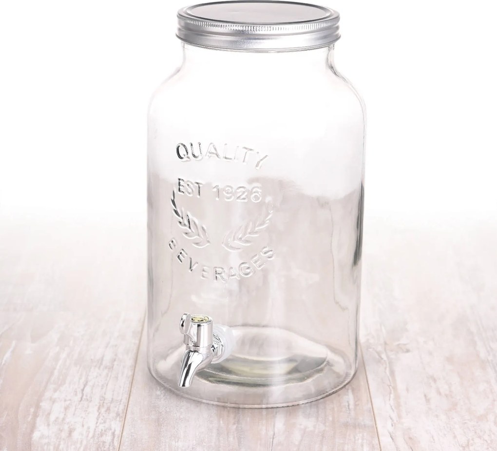 Skleněný dávkovač nápojů s kohoutkem, 5,5 l