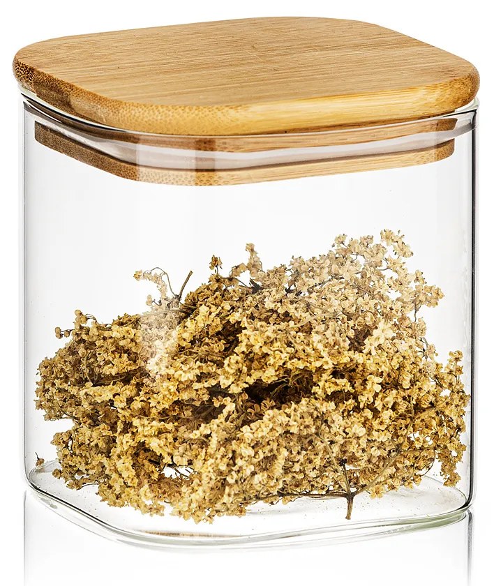 4Home Skleněná dóza na potraviny s víkem Bamboo, 550 ml, 550 ml