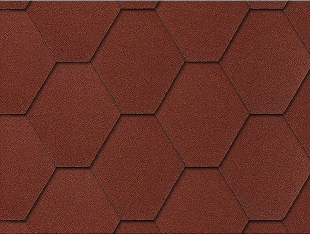 Onduline Asfaltový šindel Bardoline CLASSIC hexagonal, červená, 2 m2
