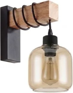 BRILAGI - Nástěnné svítidlo WOOD GLASS 1xE27/60W/230V borovice/černá/kouř hnědá