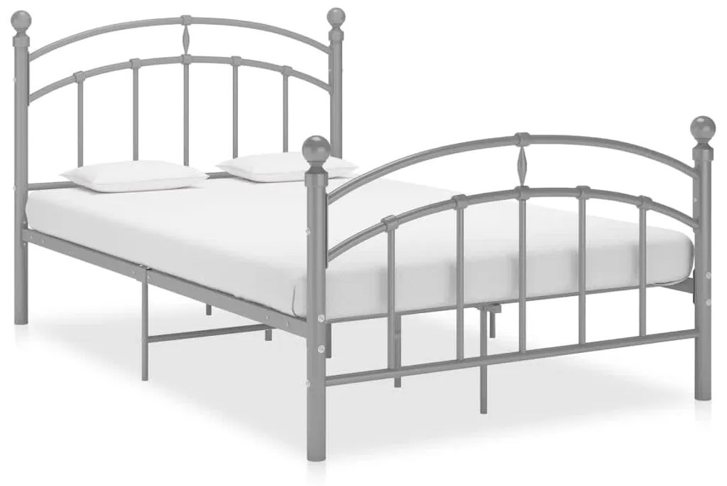 324975 vidaXL Rám postele šedý kov 120 x 200 cm