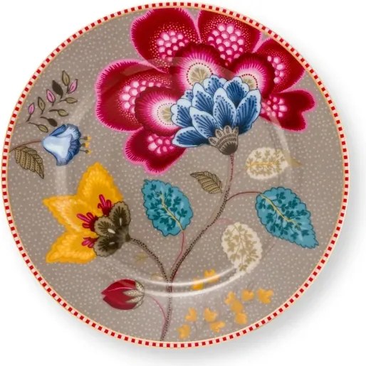 Pip Studio Blooming Tales talíř Ø17cm, khaki (Talíř na zákusek)