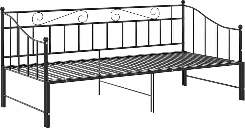 Rám vysouvací postele/pohovky černý kovový 90 x 200 cm 324776