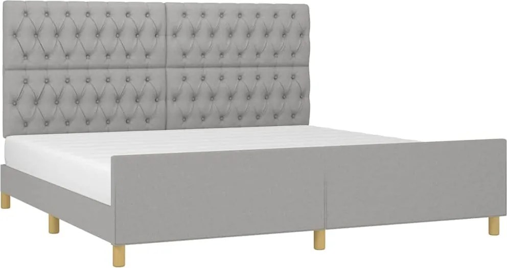Rám postele s čelem světle šedý 200x200 cm textil 3125324