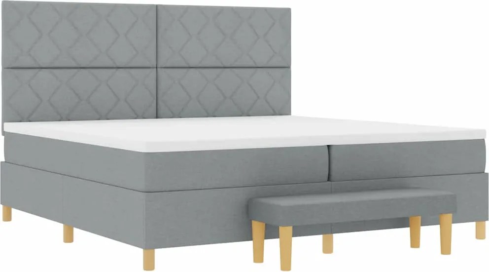 Postel s boxspringem s čelo Světle šedá 200 x 200 cm textil 3344401