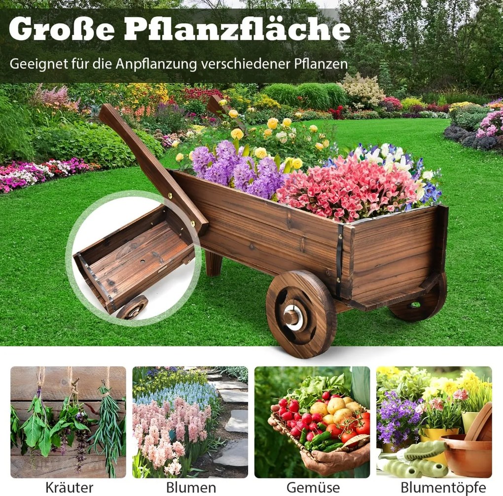 Costway Plant Cart Dekorativní květinový vozík s kolečky – 81 × 40 × 38,5 cm