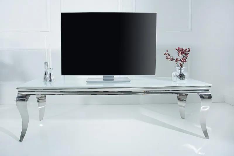 TV stolek Modern Barock 160cm / bílý- stříbrný