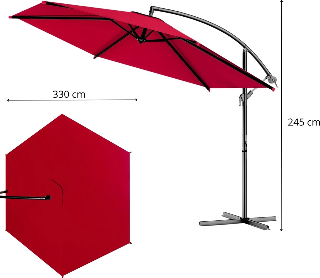 Zahradní slunečník Aluni 330 cm červený