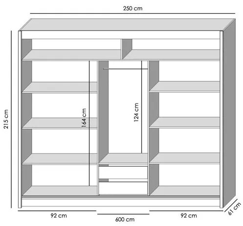 Šatní skříň Oslo - 250/215/61 (bílá)