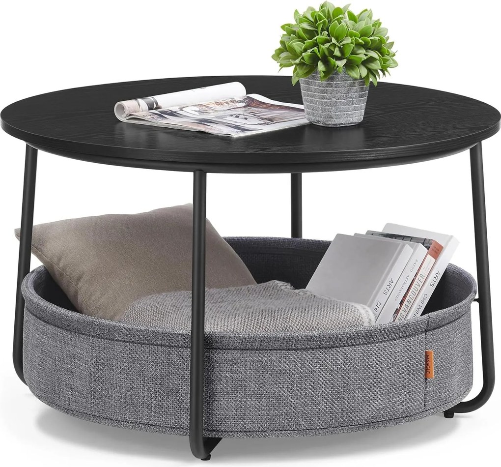 Kulatý konferenční stolek průměr 75 cm, inkoustově černý-šedý