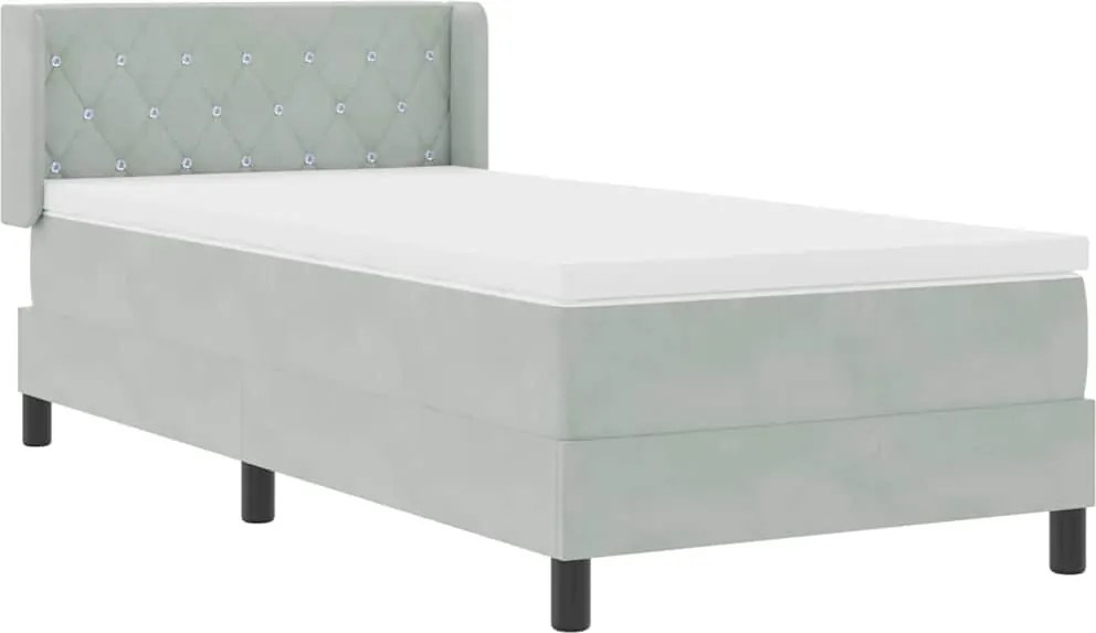 Postel s boxspringem s čelo Světle šedá 200 x 100 cm samet 3341402