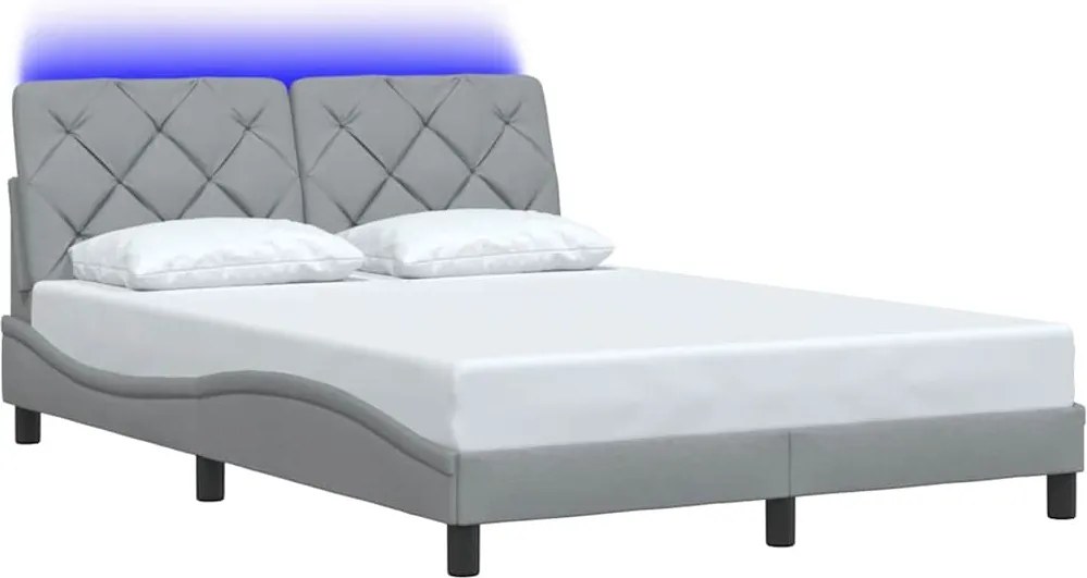 Rám postele s LED bez matrace Světle šedá 140x190 cm Látka 3310664