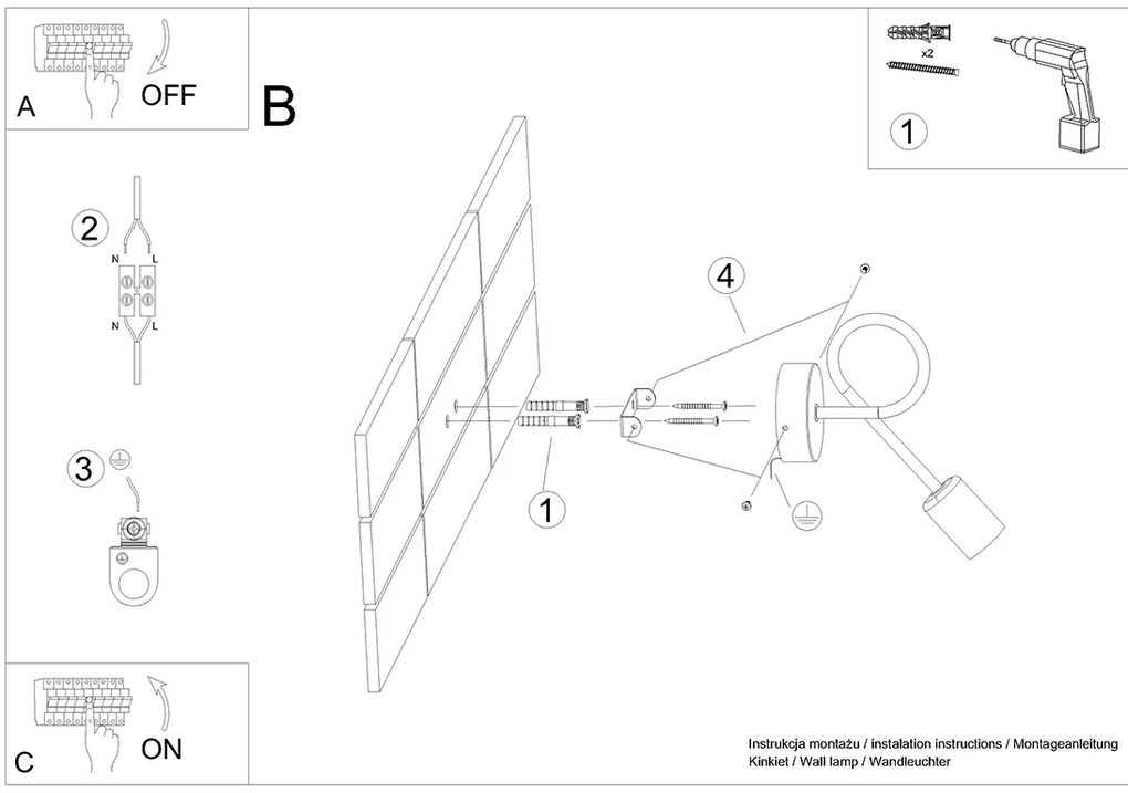 Nástěnné svítidlo Loop 1, bílé tělo svítidla