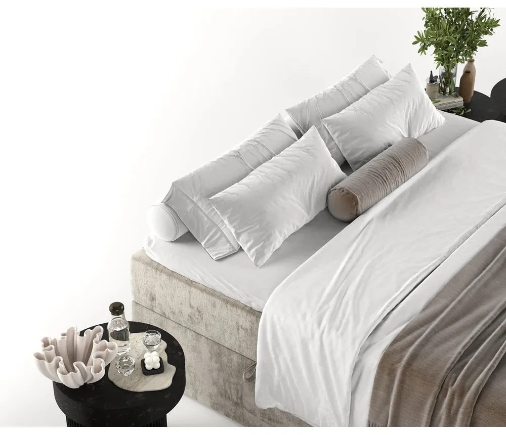 Světle hnědá boxspring postel s úložným prostorem 180x200 cm Yoko – Maison de Rêve
