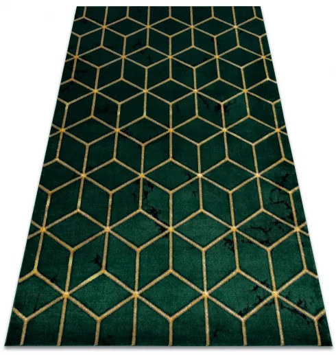 Kusový koberec EMERALD 1014 Luxusní geometrický 3D zelený zlatý Rozměr: 80x150 cm
