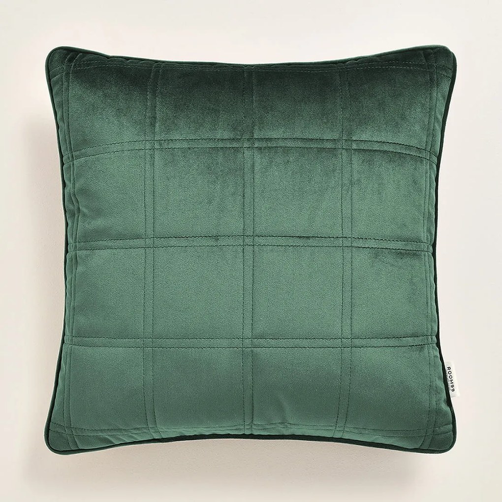Room99 Dekorační povlak na polštář Colette Velvet Prošívané Kostky Barva: Zelená, Velikost: 30 x 50 cm