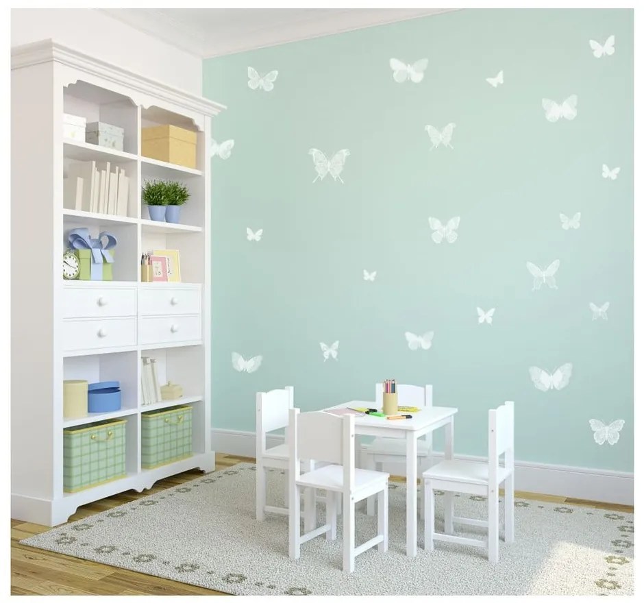 Sada 26 samolepek Ambiance Chic Butterflies White