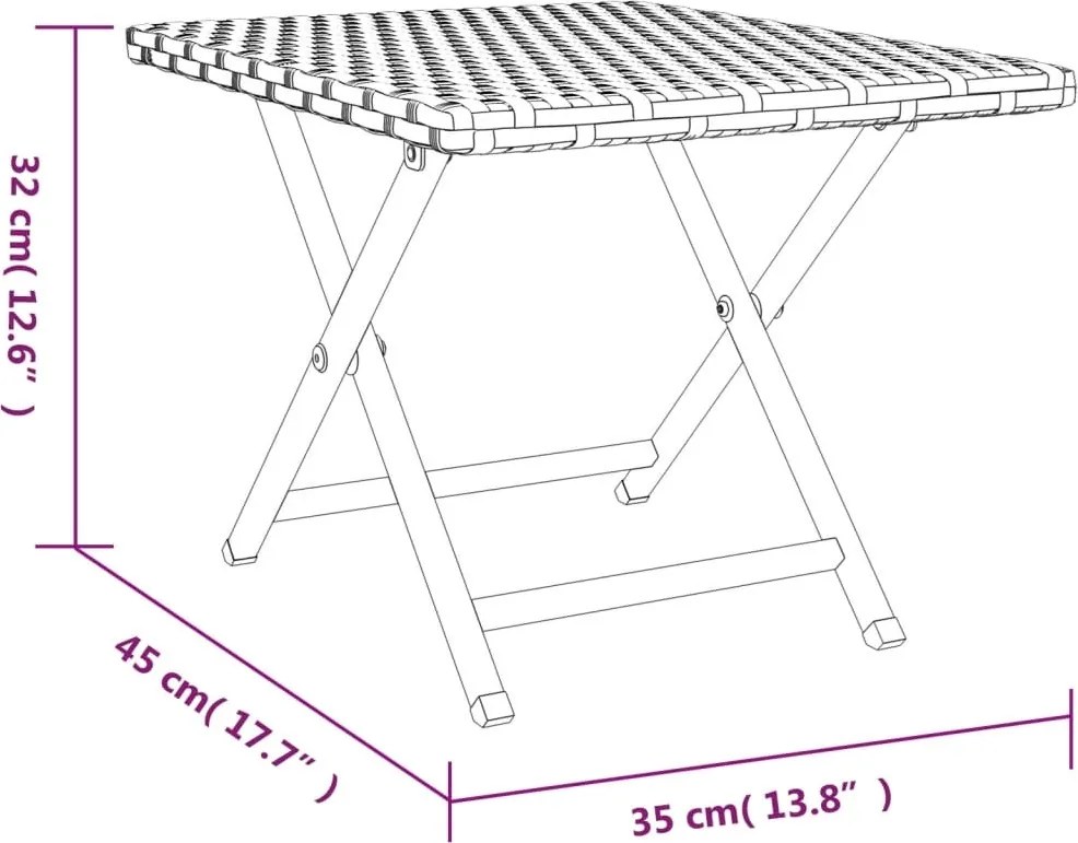 vidaXL Skládací stolek 45 x 35 x 32 cm polyratan [362252] Barva: Černá