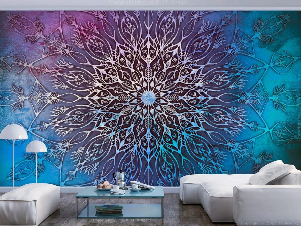 Mandala pampeliška - modrá (150x105 cm) - Murando DeLuxe