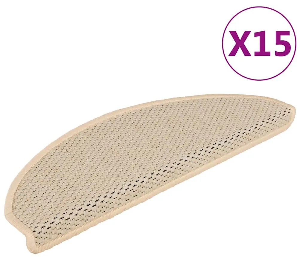 Samolepicí nášlapy na schody sisal 15 ks 65 x 21 x 4 cm berber 326881