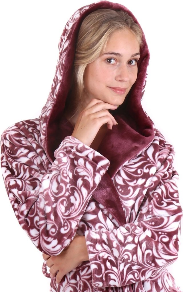 Župan s kapucí Flora mauve wine 39 56 4803 - S