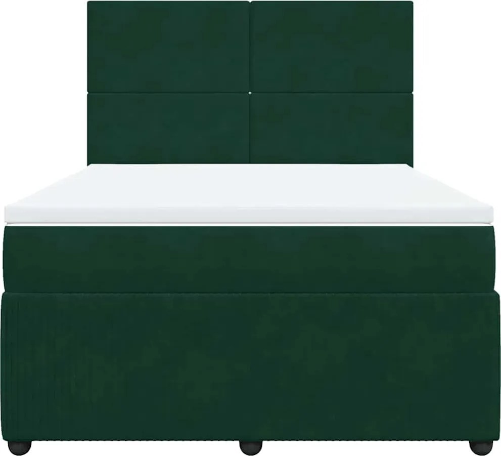 Box spring postel s matrací tmavě zelená 140x200 cm samet 3292355