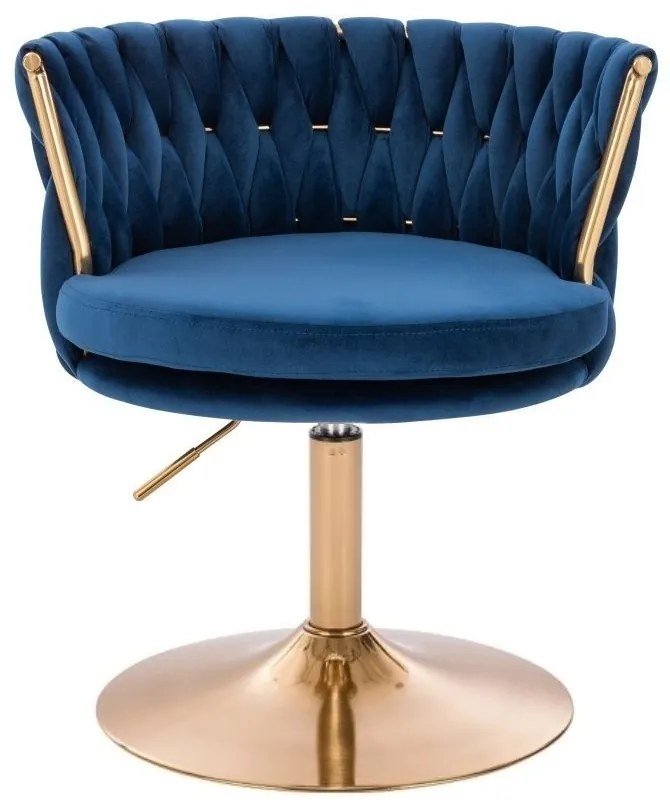 LuxuryForm DESIGN Otočná židle LYON VELUR na zlatém talíři - modrá
